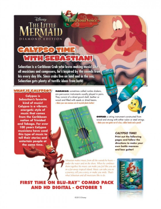 Little Mermaid Printable Calypso Music Craft - Maracas and Guitar ...