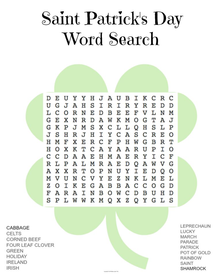 Free Printable St. Patrick's Day Word Search - Mama Likes This