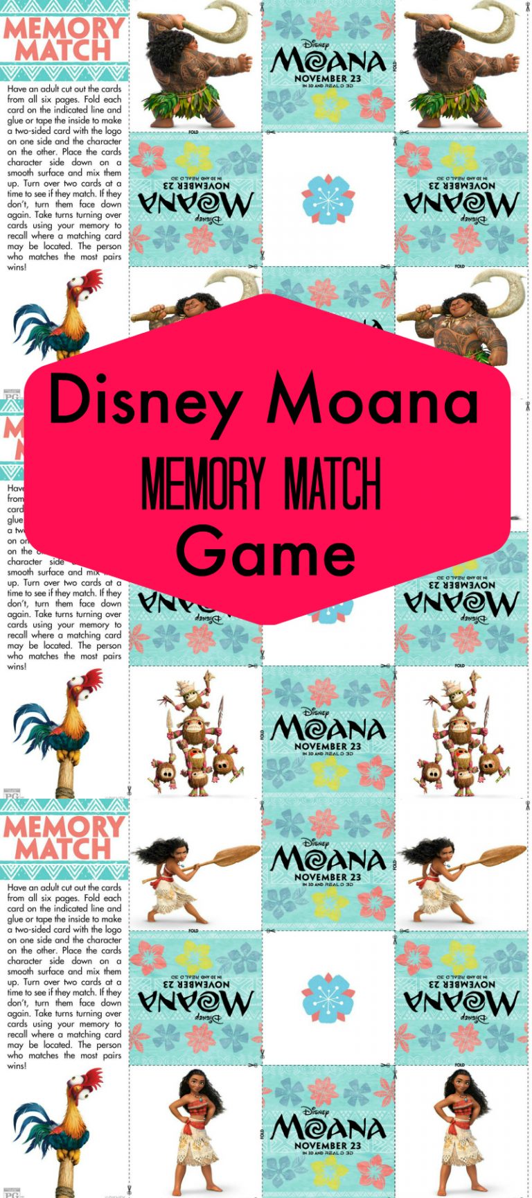 Free Disney Moana Memory Match Game - Mama Likes This