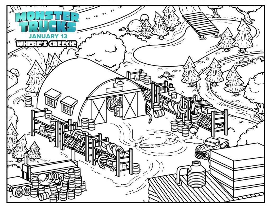 Monster Trucks Where's Creech Coloring Page - Mama Likes This