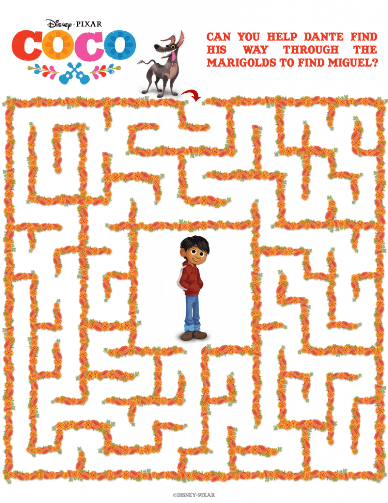Free Disney Pixar Coco Maze Activity Page - Mama Likes This