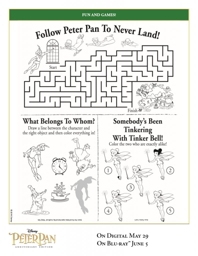Peter Pan Activity Page - free Disney download to print or save to your ...