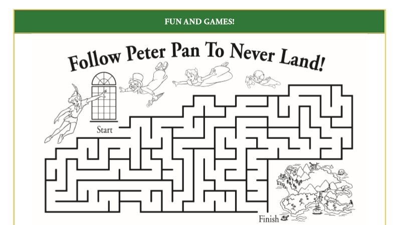 Peter Pan Activity Page - free Disney download to print or save to your ...