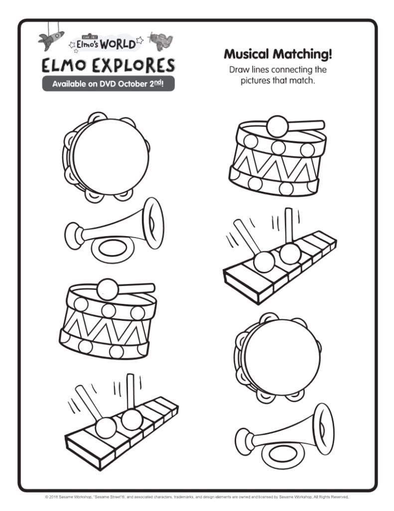 Elmo Matching Activity Page Sesame Street Printable - Mama Likes This