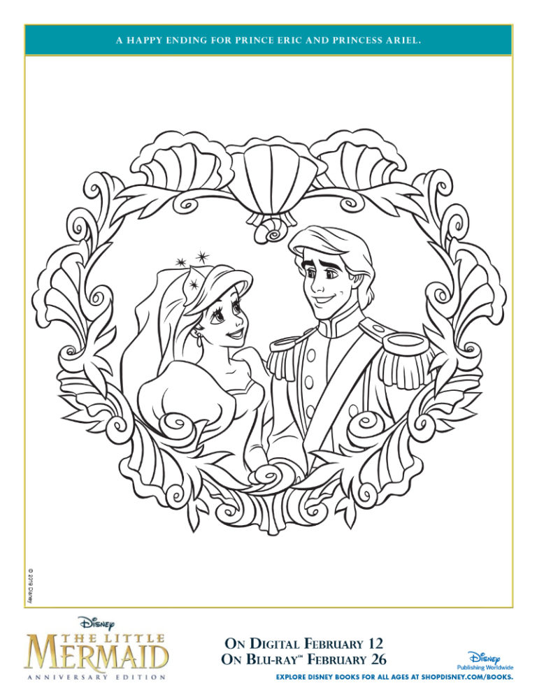 Princess Ariel Prince Eric Printable Coloring Page - Mama Likes This