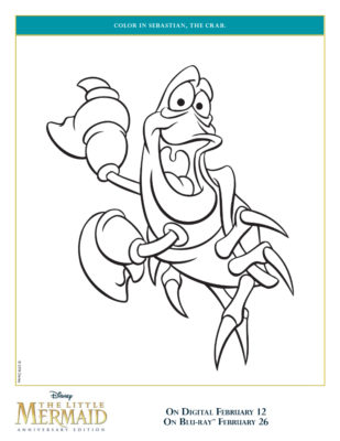 Little Mermaid Sebastian Coloring Page - Mama Likes This
