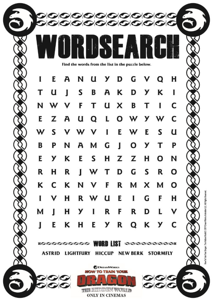 How To Train Your Dragon 3 Dragon Word Search - Mama Likes This