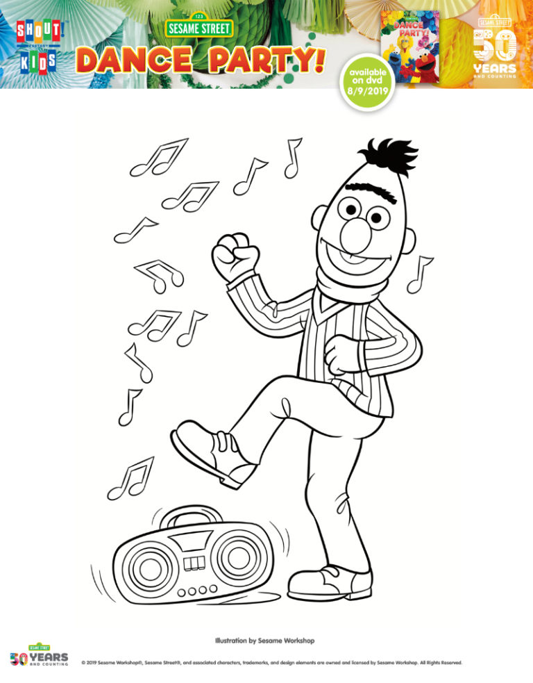 Sesame Street Dancing Bert Coloring Page - Mama Likes This