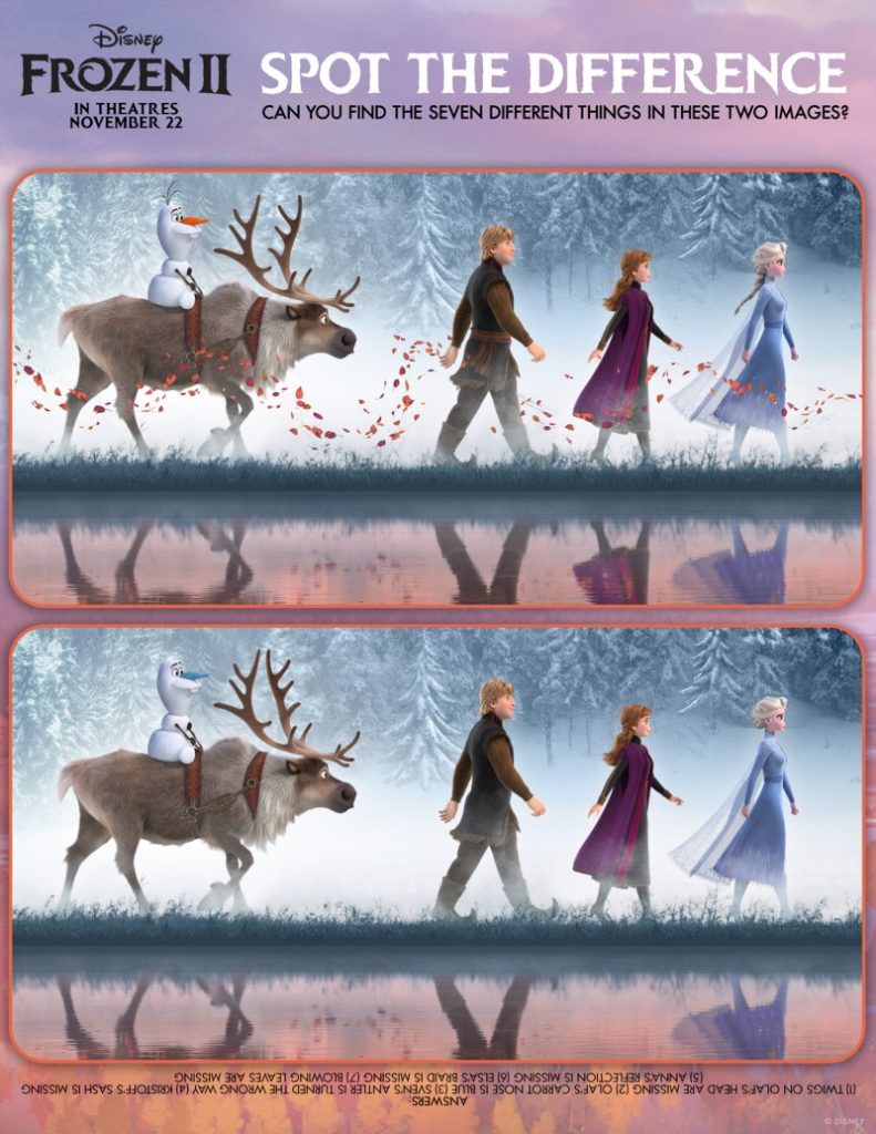 Disney Spot The Difference Frozen 2 Activity Page - Mama Likes This