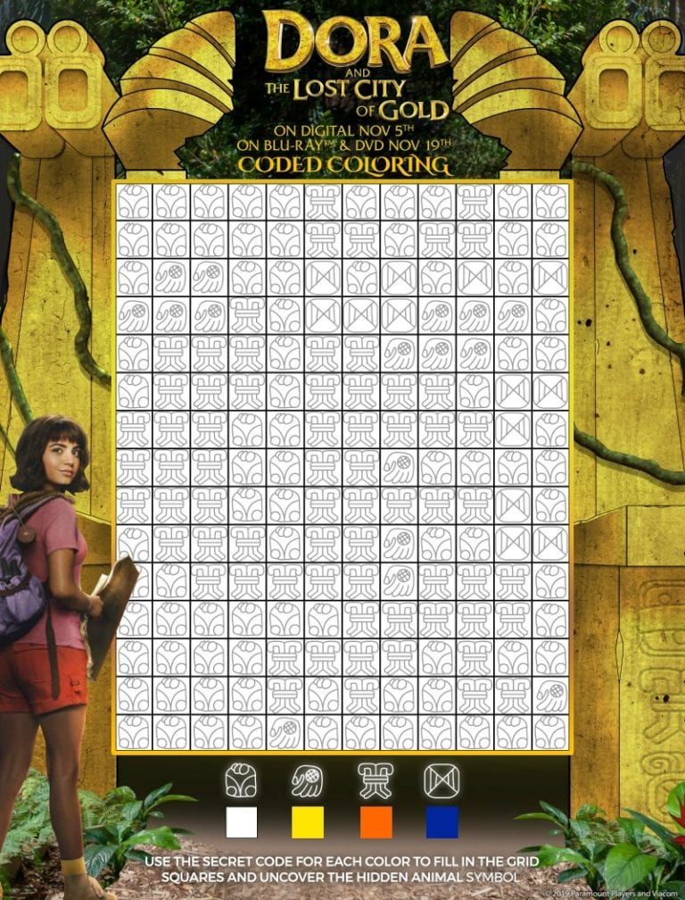 Printable Dora Coded Coloring Page - Mama Likes This