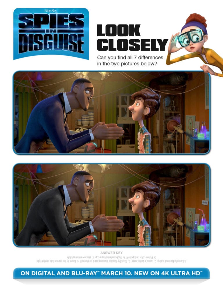 Spies in Disguise Activity Page - Spot the Difference! - Mama Likes This
