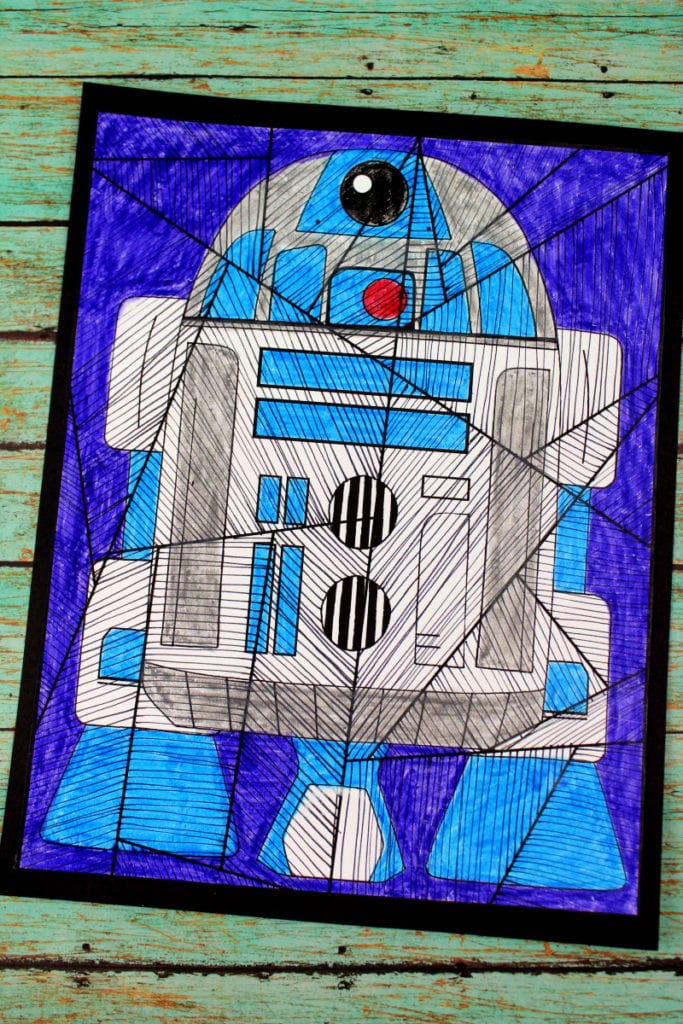 Star Wars Inspired R2-D2 Line Art Craft - Mama Likes This