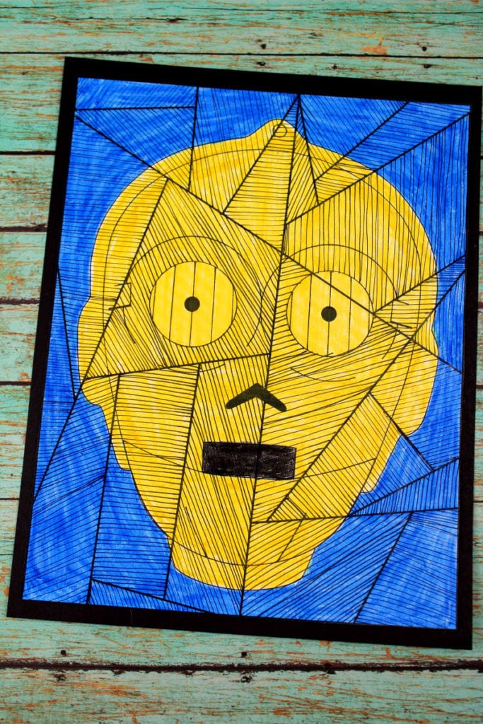 Free Printable Star Wars C-3PO Line Art Craft - Mama Likes This