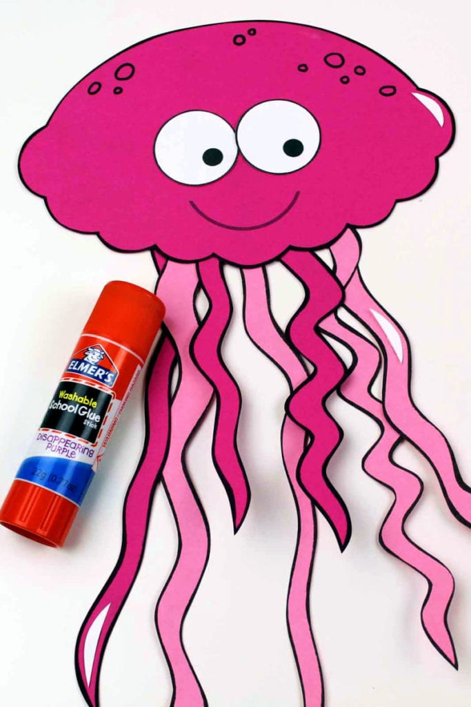 Jellyfish Paper Craft with Free Printable Template - Mama Likes This