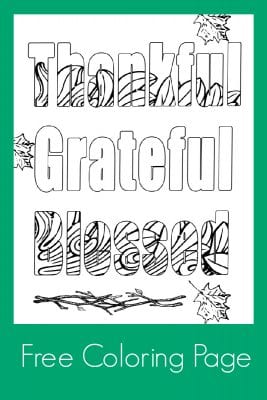 Thankful Grateful Blessed Coloring Page - Mama Likes This