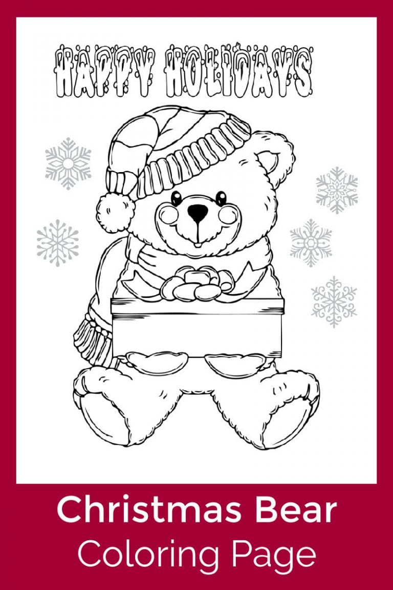 Christmas Bear Coloring Page for The Holidays - Mama Likes This