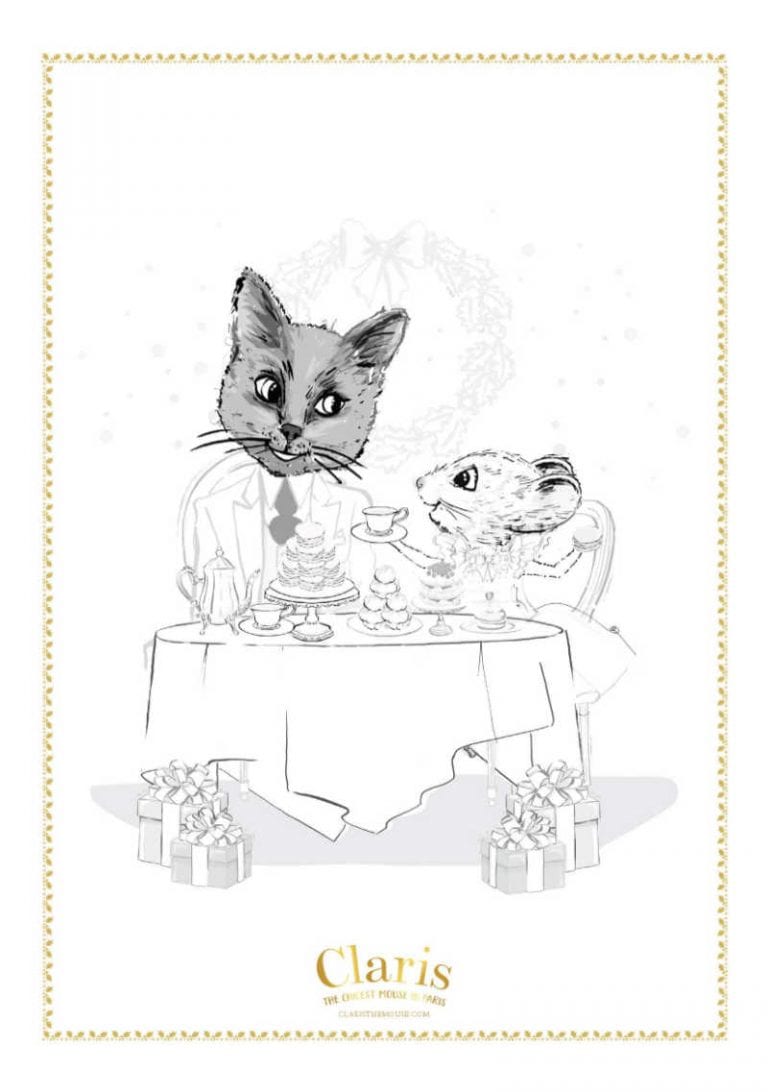 Cat and Mouse Tea Party Coloring Page - Mama Likes This