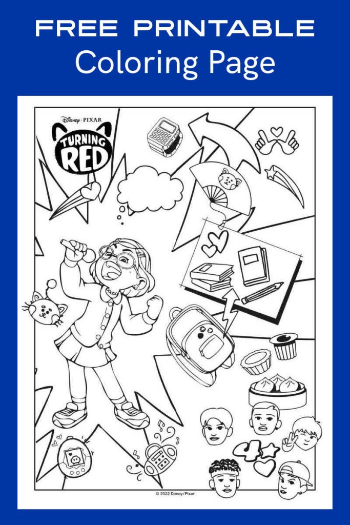 Free Printable Turning Red Coloring Page Collage - Mama Likes This