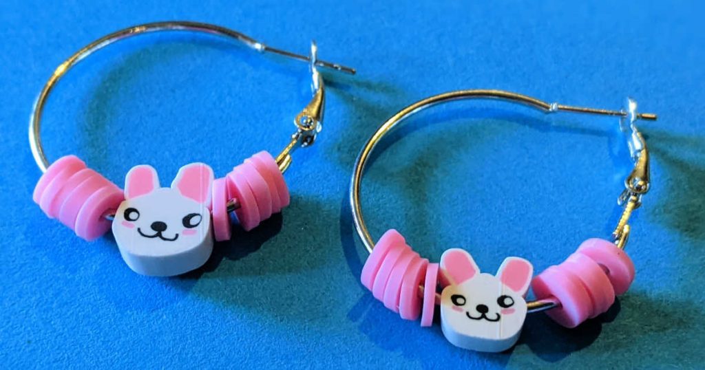 DIY Pink Easter Bunny Hoop Earrings Craft - Mama Likes This