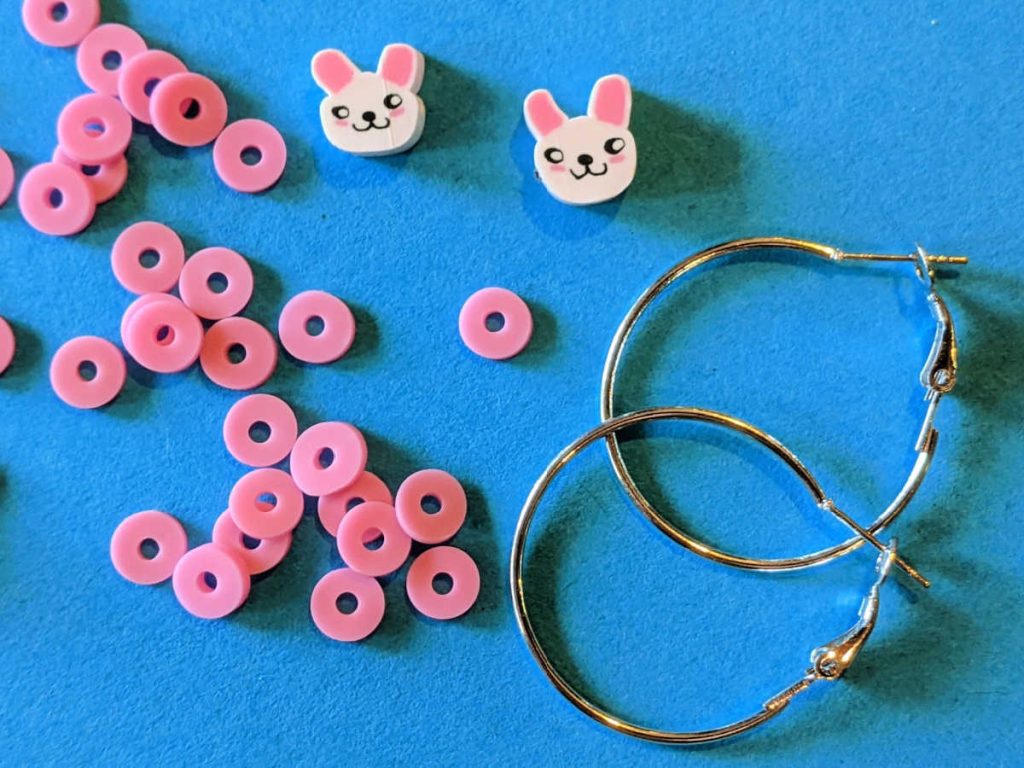 DIY Pink Easter Bunny Hoop Earrings Craft - Mama Likes This