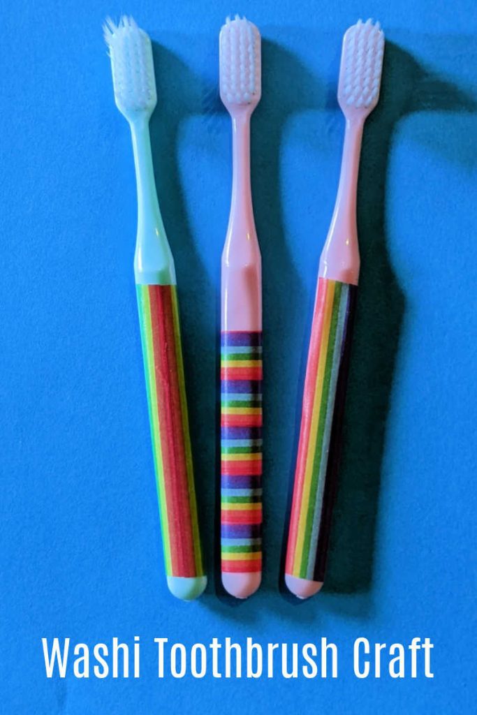 Rainbow Washi Toothbrush Craft - Mama Likes This