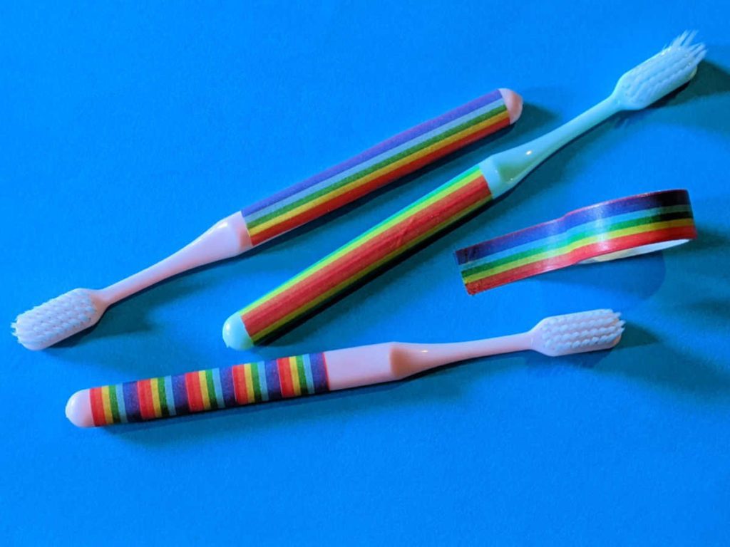 Rainbow Washi Toothbrush Craft - Mama Likes This