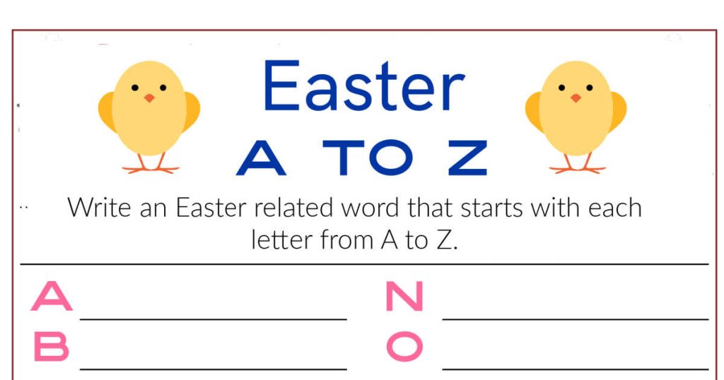 Free Printable A to Z Easter Word Activity Page - Mama Likes This