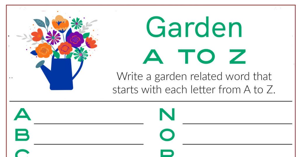 Free Printable A to Z Garden Word Activity Page - Mama Likes This