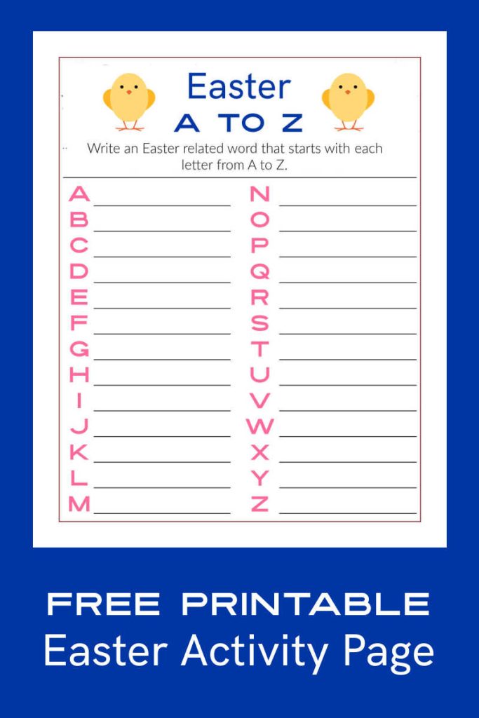 Free Printable A to Z Easter Word Activity Page - Mama Likes This