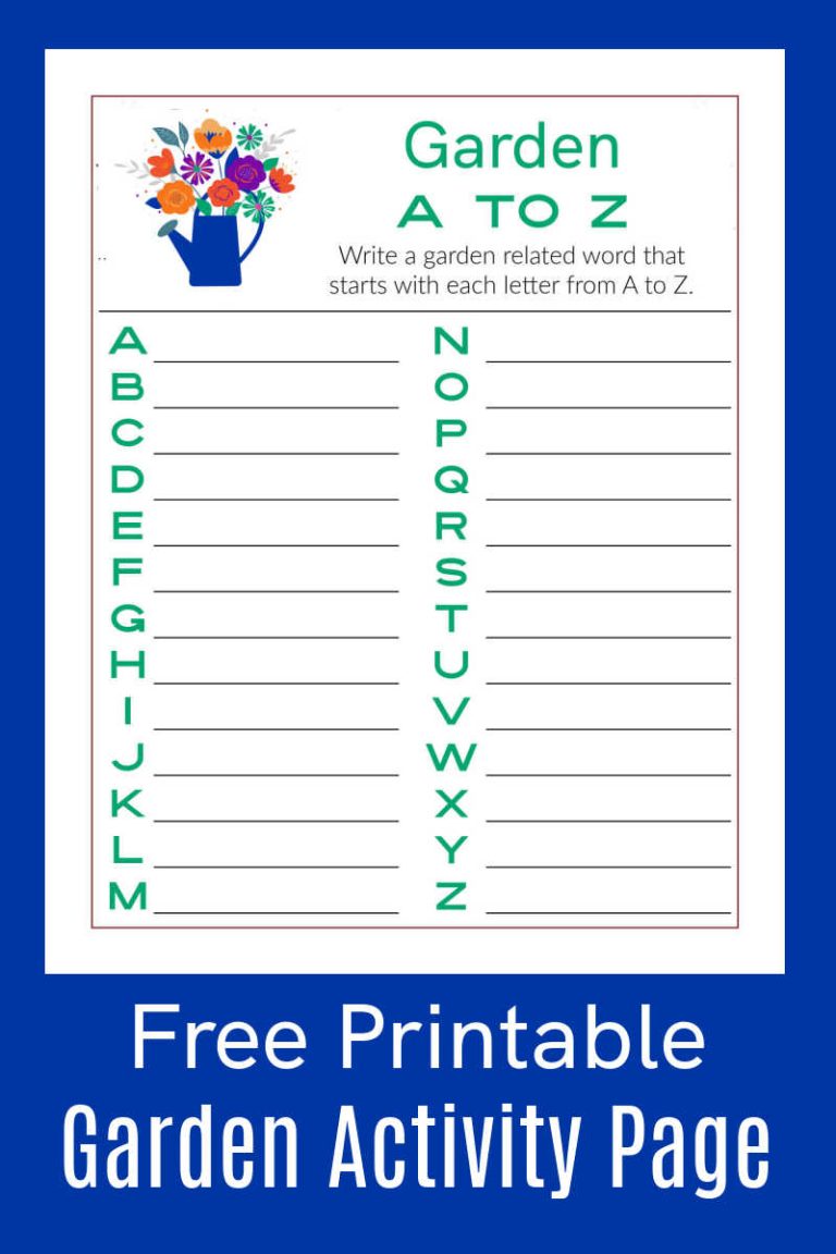 Free Printable A to Z Garden Word Activity Page - Mama Likes This