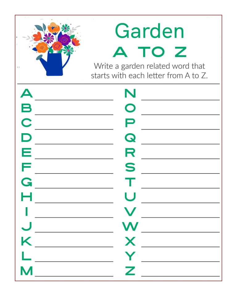 Free Printable A to Z Garden Word Activity Page - Mama Likes This