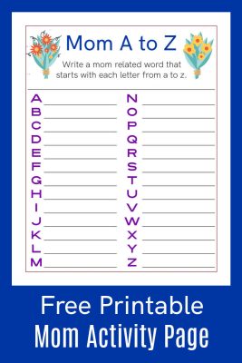 Free Printable A to Z Mom Word Activity Page - Mama Likes This
