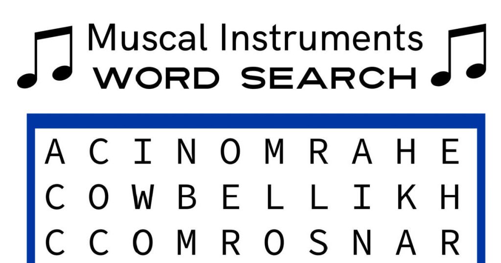 Free Printable Musical Instruments Word Search - Mama Likes This