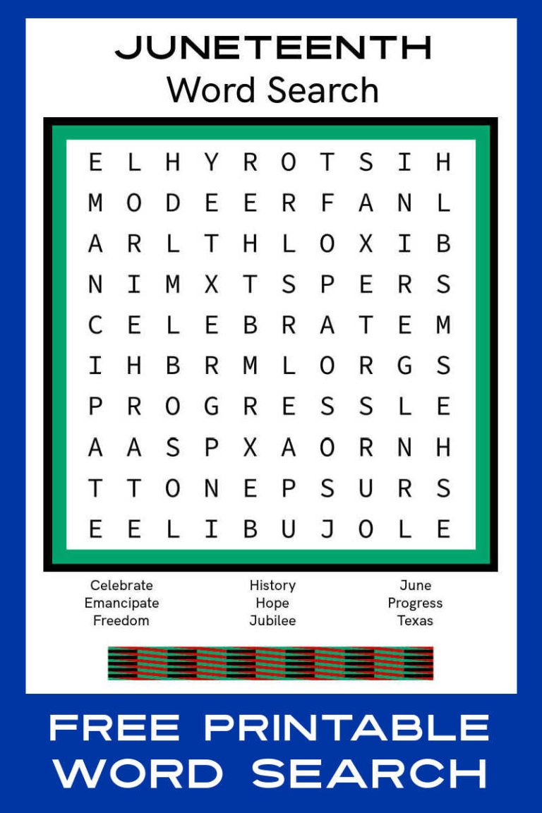 Free Printable Juneteenth Word Search - Mama Likes This