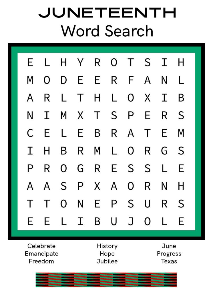 Free Printable Juneteenth Word Search - Mama Likes This