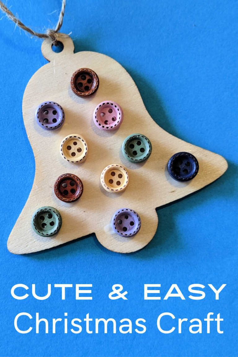 Easy Wood Christmas Bell Craft with Buttons - Mama Likes This