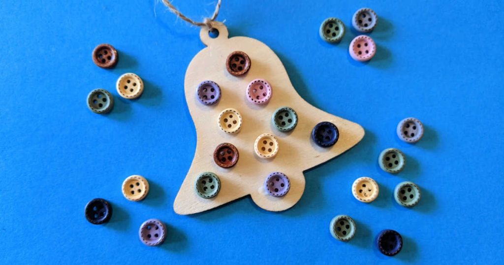 Easy Wood Christmas Bell Craft with Buttons - Mama Likes This