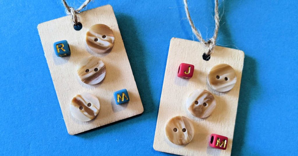 Wood Gift Tag Craft with Buttons & Beads - Mama Likes This
