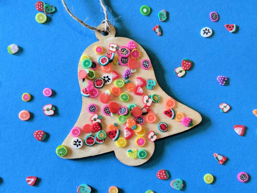 Cute & Easy Polymer Fruit Slice Bell Ornament Craft - Mama Likes This