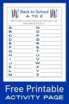 A to Z Back to School Word Activity Page - Mama Likes This