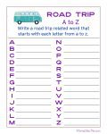 Free Printable Road Trip A to Z Word Activity Page - Mama Likes This