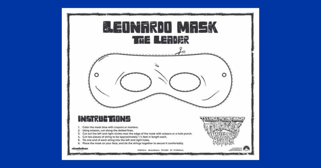 TMNT Free Printable Leonardo Mask - Mama Likes This