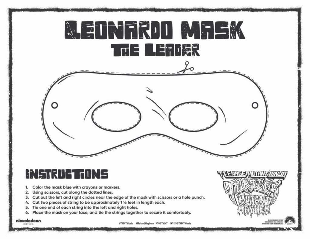 TMNT Free Printable Leonardo Mask - Mama Likes This