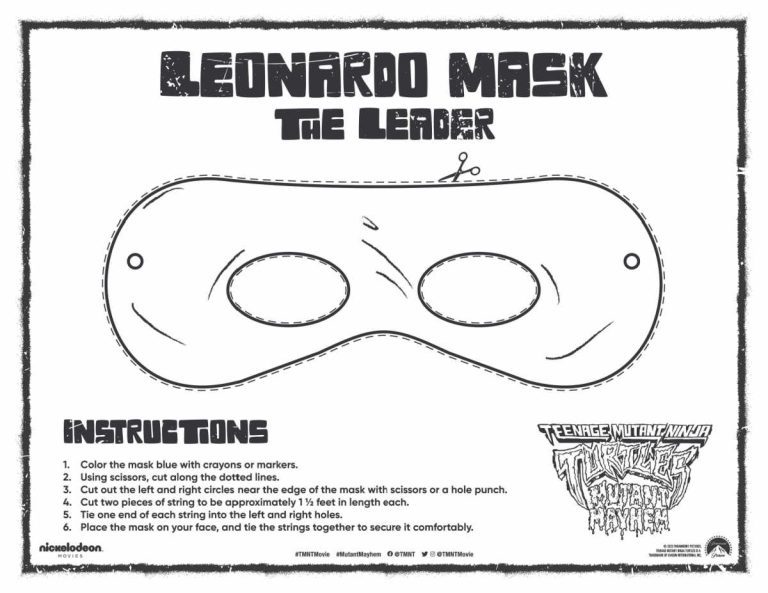 TMNT Free Printable Leonardo Mask - Mama Likes This