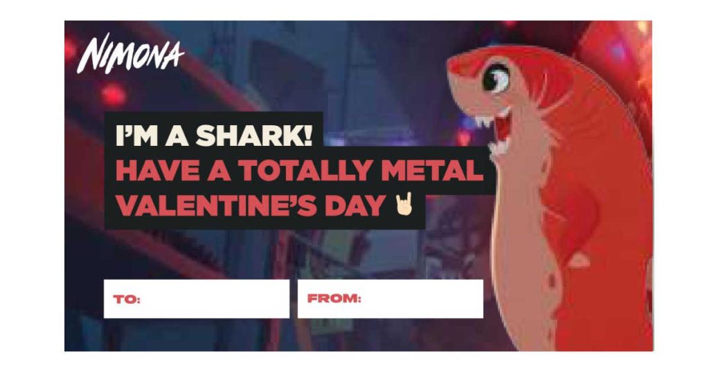 Free Printable Nimona Valentines from Netflix - Mama Likes This