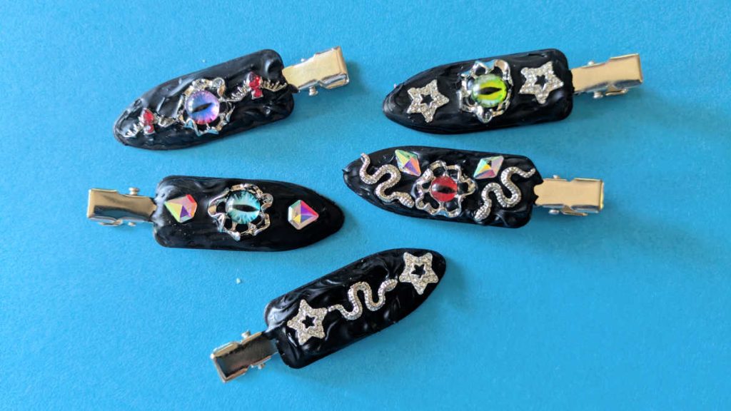 DIY Gothic Hair Clips Decoden Craft - Mama Likes This