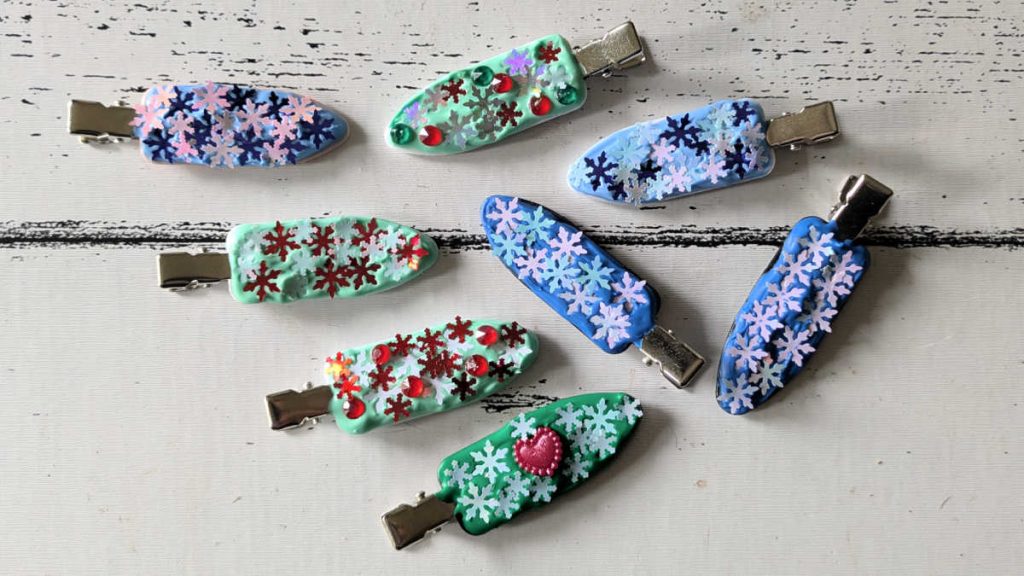 ️ Create Your Own Cream Glue Snowflake Hair Clips - Mama Likes This