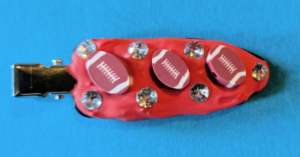 DIY Football Hair Clips: A Whipped Cream Glue Craft - Mama Likes This