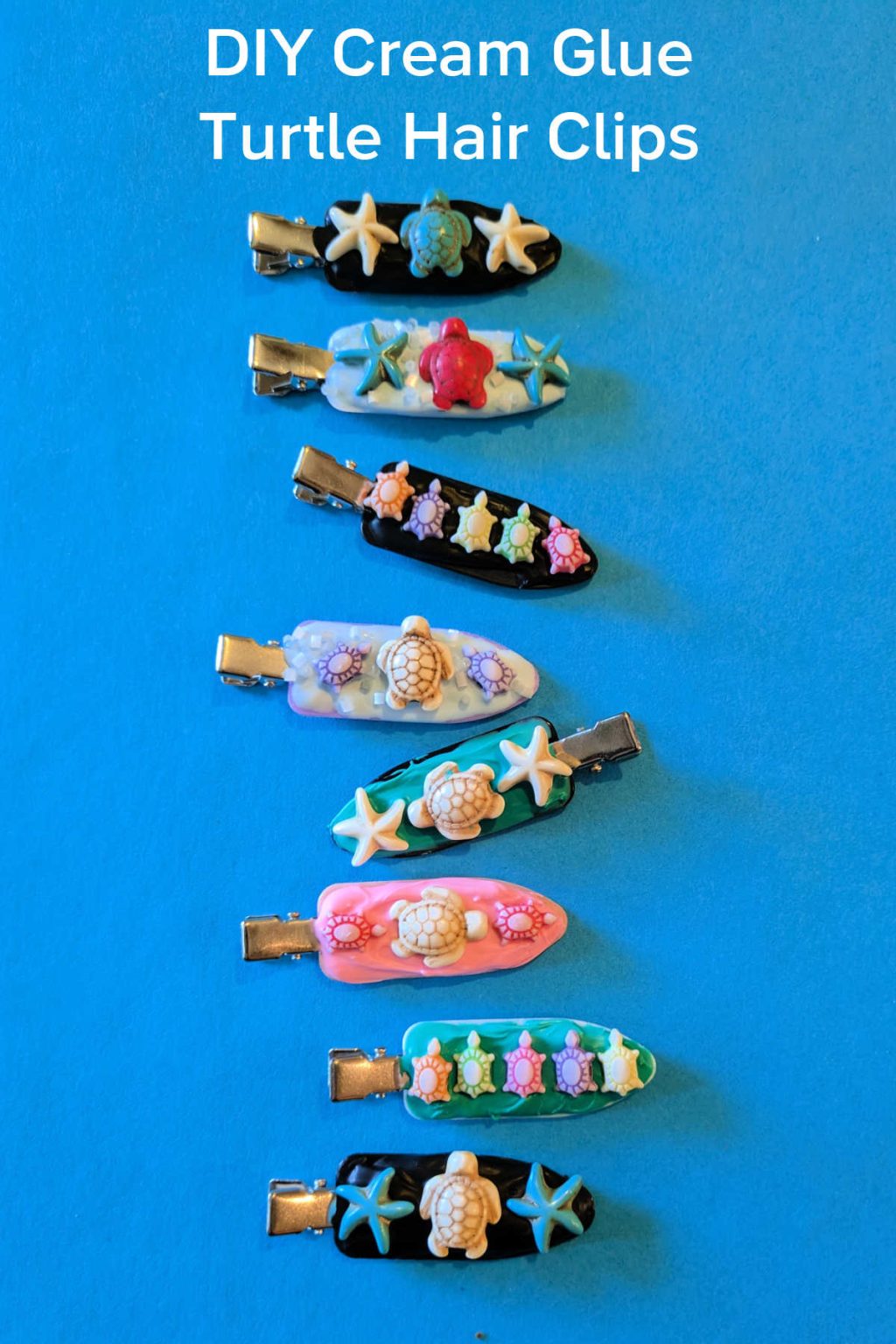 DIY Sea Turtle Hair Clips Cream Glue Craft - Mama Likes This