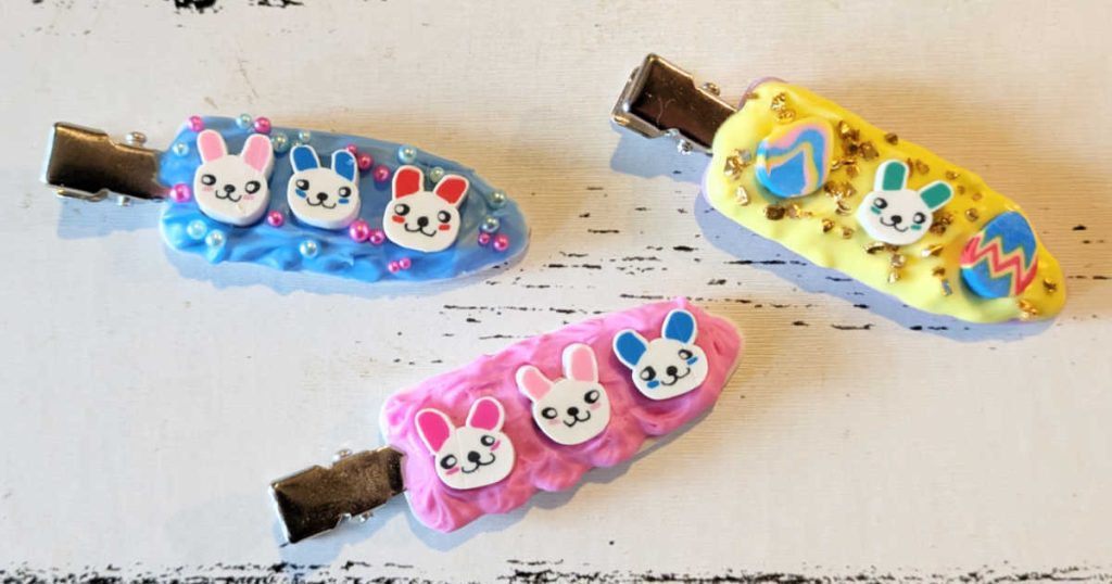 Hop to It! DIY Cream Glue Easter Hair Clips - Mama Likes This